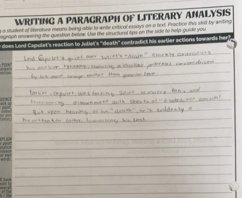 Solved: WRITING A PARAGRAPH OF LITERARY ANALYSIS g a student of ...