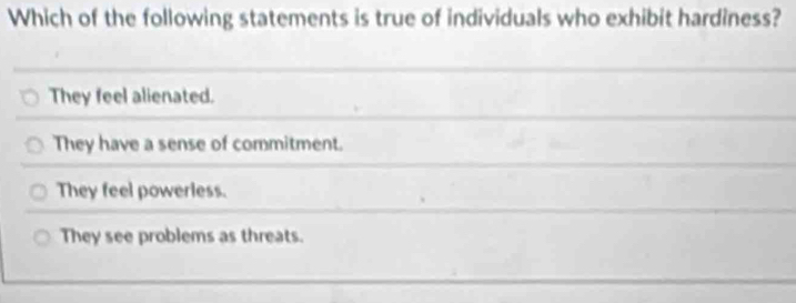 Solved: Which of the following statements is true of individuals who ...