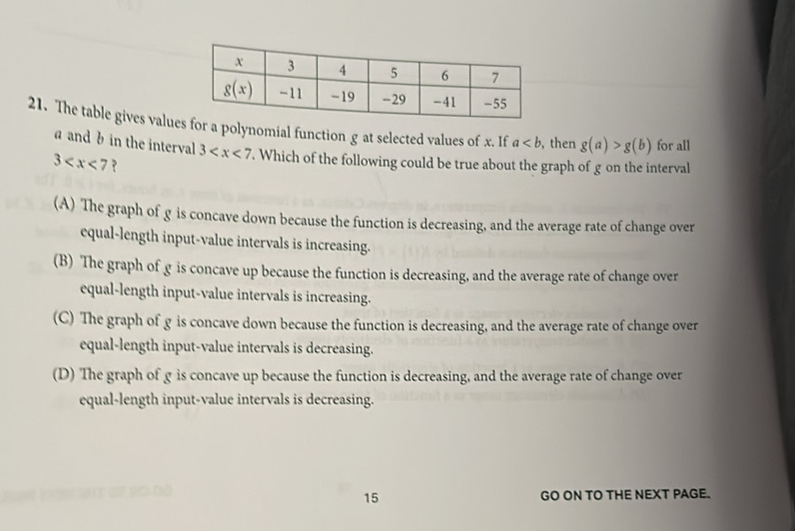 تم الحل:The table gives value a polynomial function g at selected ...
