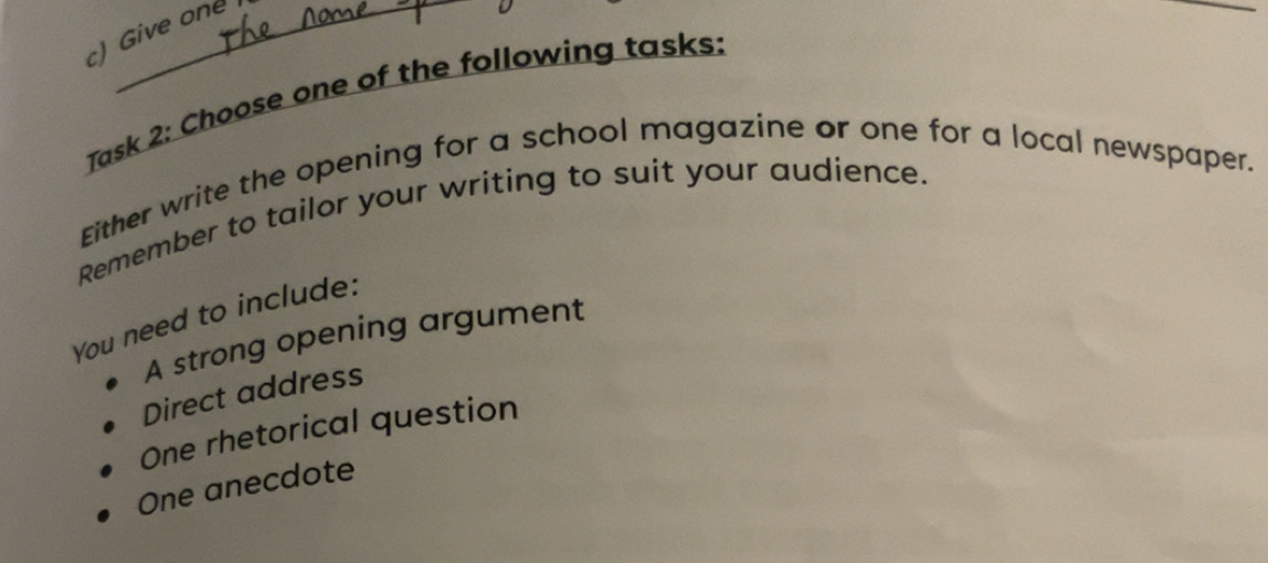 Solved: Give one Task 2: Choose one of the following tasks: Either ...