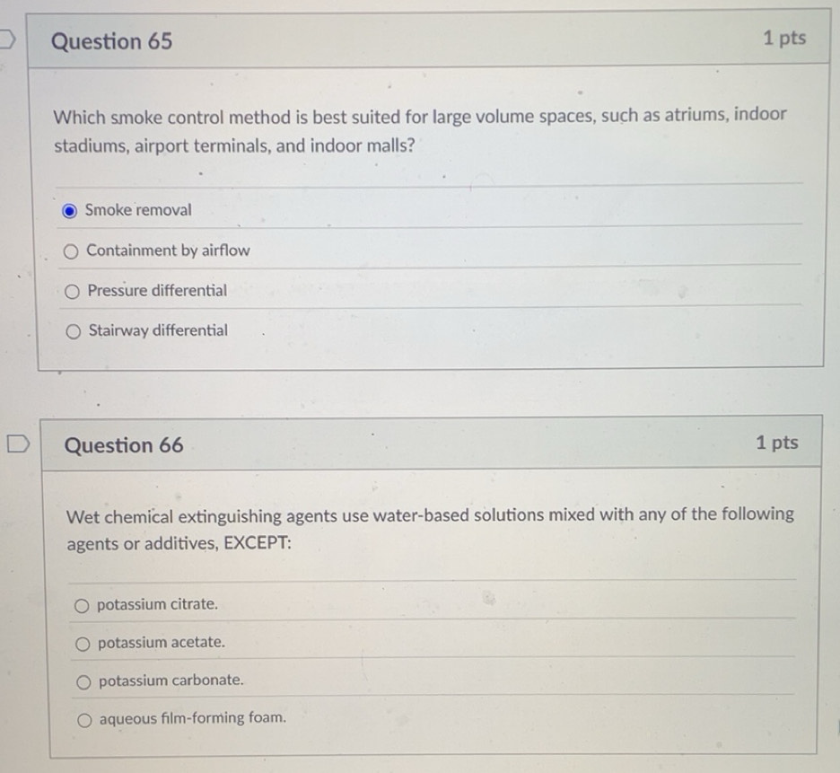 Solved: Which smoke control method is best suited for large volume ...