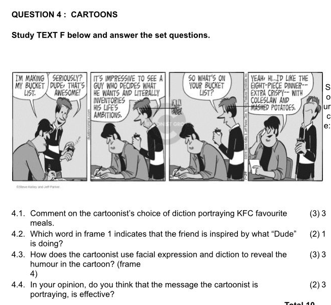 Solved: ： CARTOONS Study TEXT F below and answer the set questions. s ...