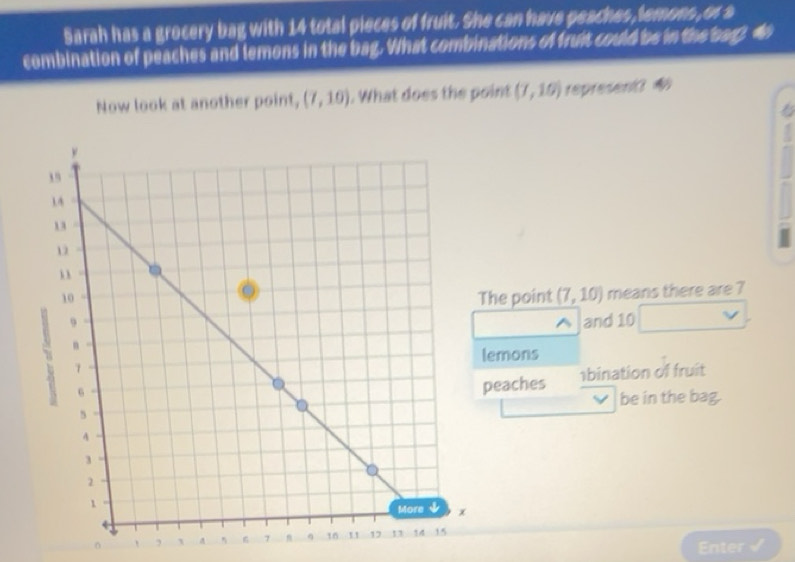 Solved: Sarah has a grocery bag with 14 total pieces of fruit. She can ...