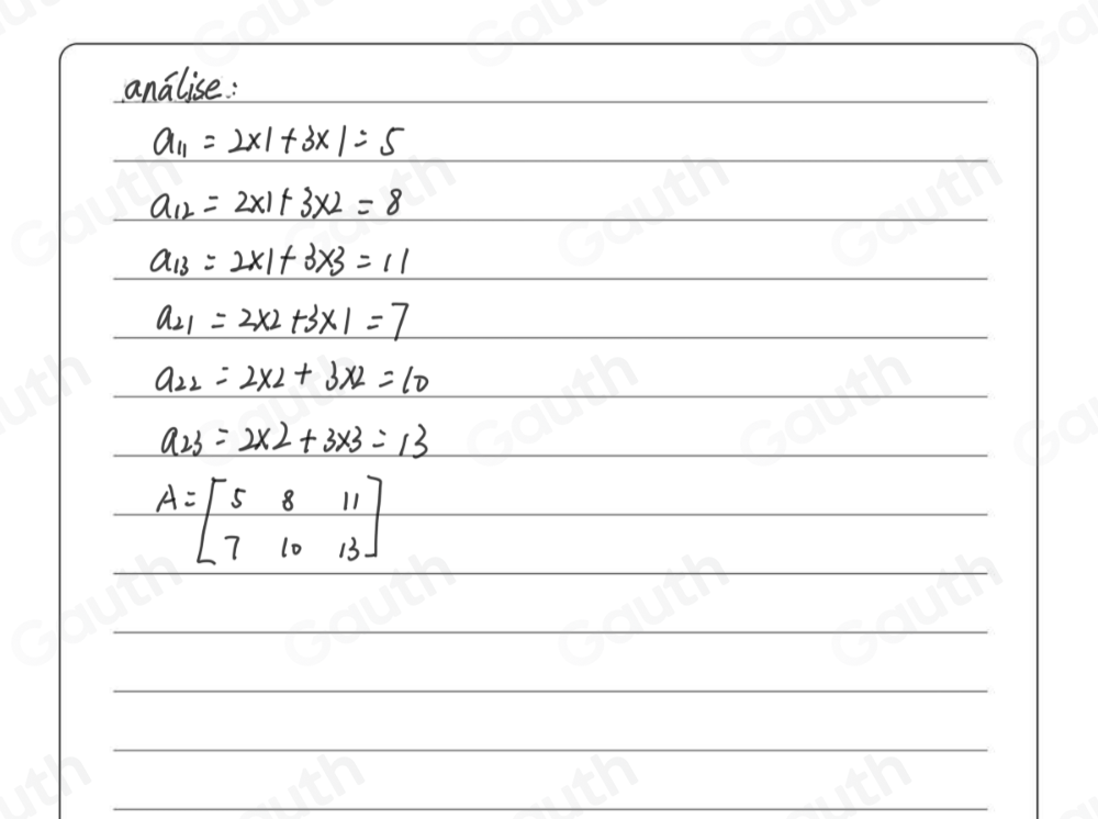 Resolvido:1- Determine a matriz A=(a_ij)_2x3 ,onde a_ij=2i+3j ...