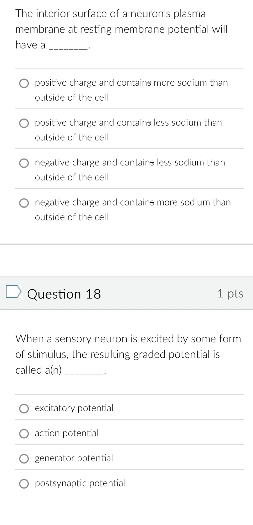 Solved: The interior surface of a neuron's plasma membrane at resting ...