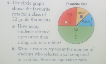 Solved: The circle graph Favourite Pets shows the favourite pets for a ...