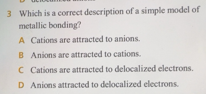 Risolto:Which is a correct description of a simple model of metallic ...