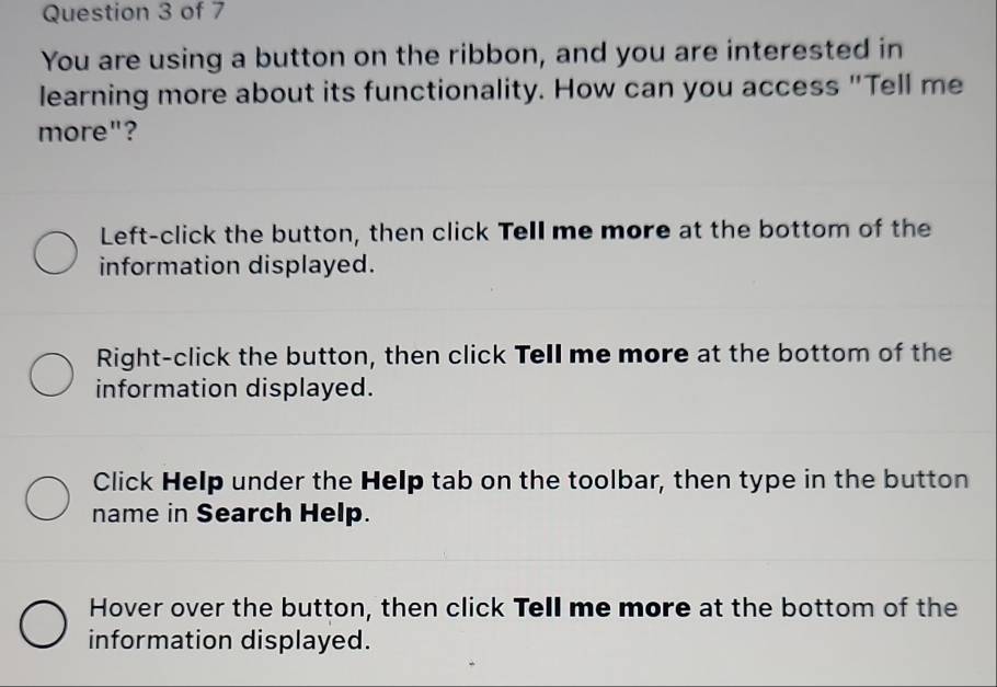 Solved: You are using a button on the ribbon, and you are interested in ...