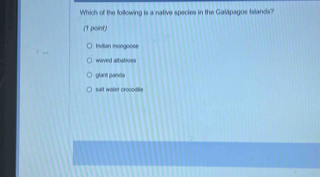 Solved: Which of the following is a native species in the Galápagos ...
