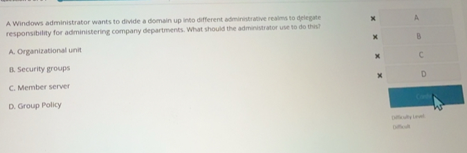 Solved: A Windows administrator wants to divide a domain up into ...