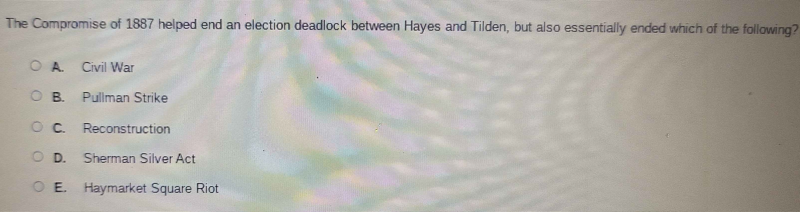 Solved: The Compromise of 1887 helped end an election deadlock between ...