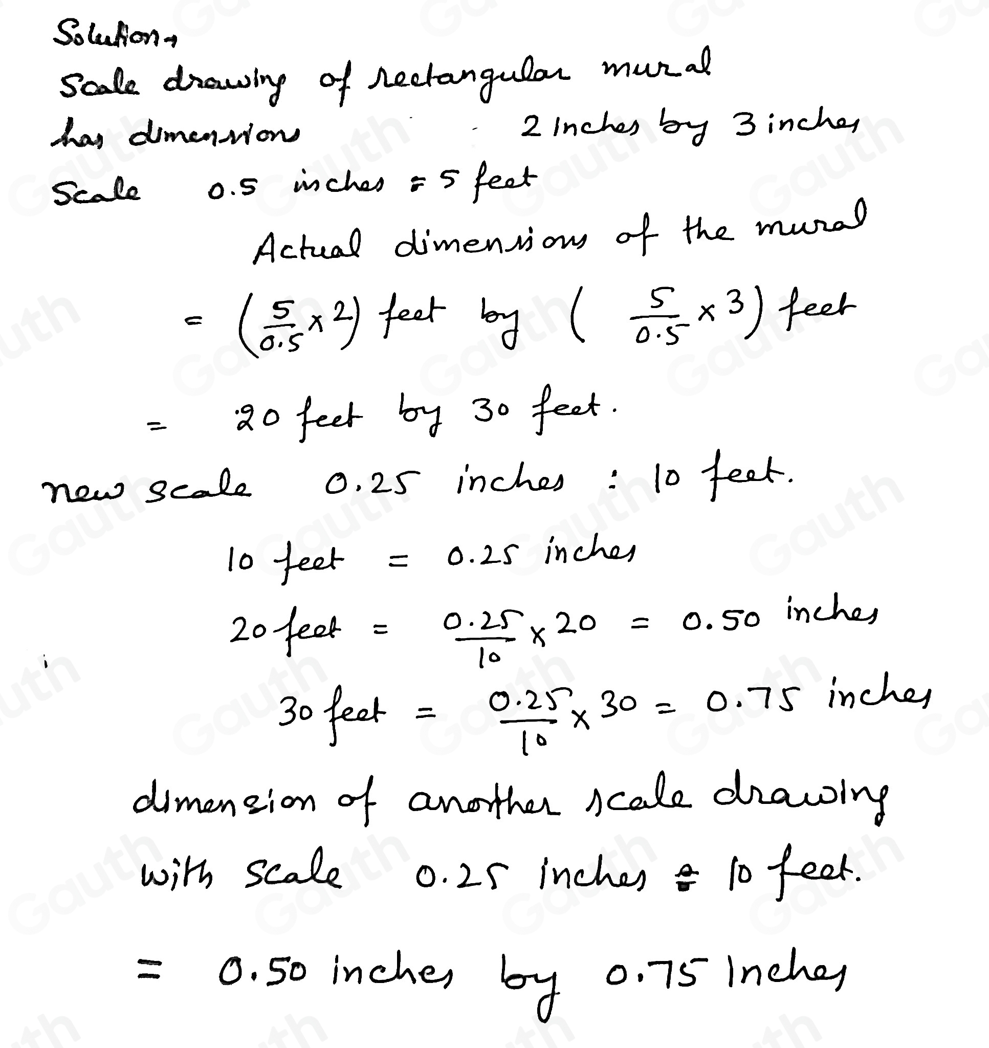 Solved: A scale drawing of a rectangular mural has the dimensions 2 ...