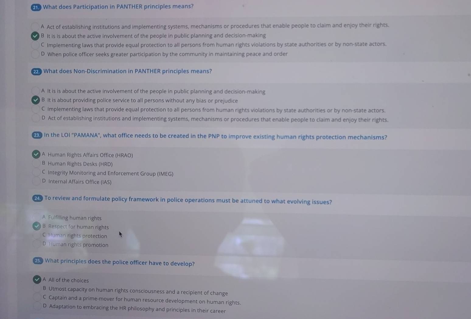 Solved: What does Participation in PANTHER principles means? A Act of ...