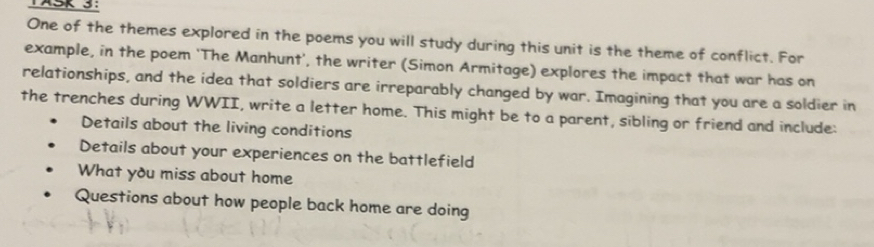 Solved: TASK 3: One of the themes explored in the poems you will study ...