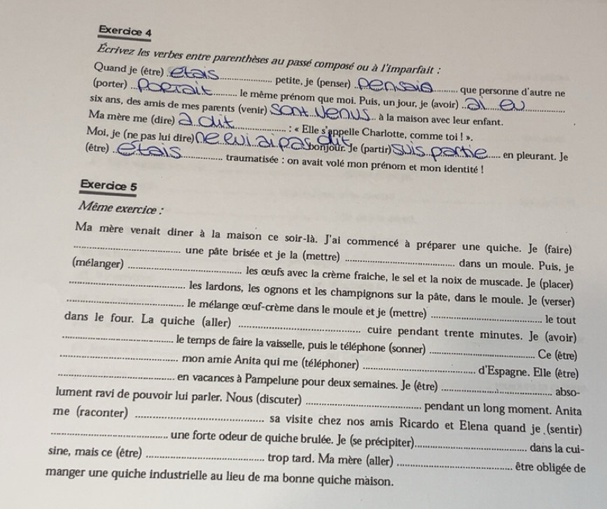 Risolto:Écrivez les verbes entre parenthèses au passé composé ou à l ...