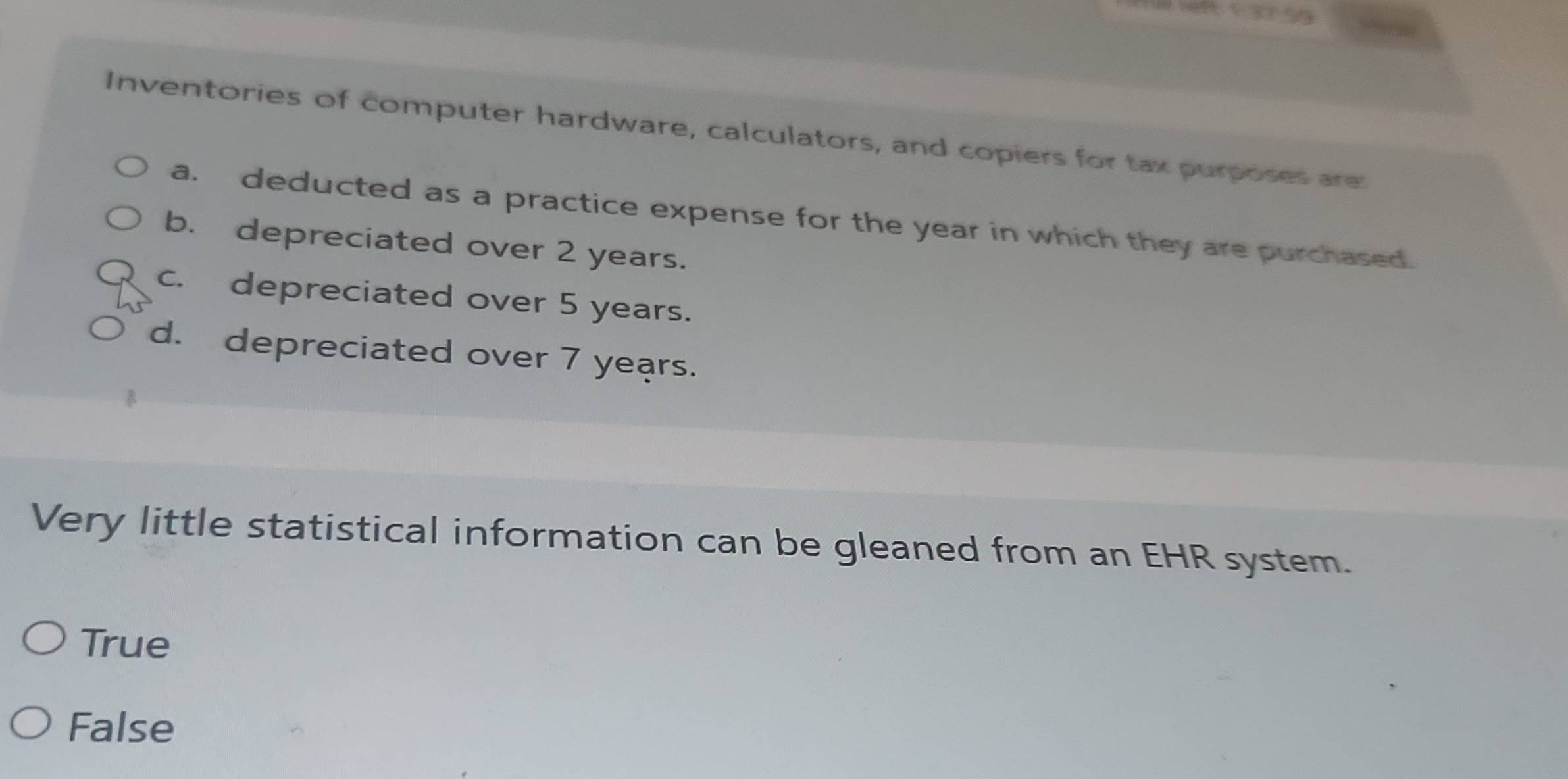 Solved: — Inventories of computer hardware, calculators, and copiers ...