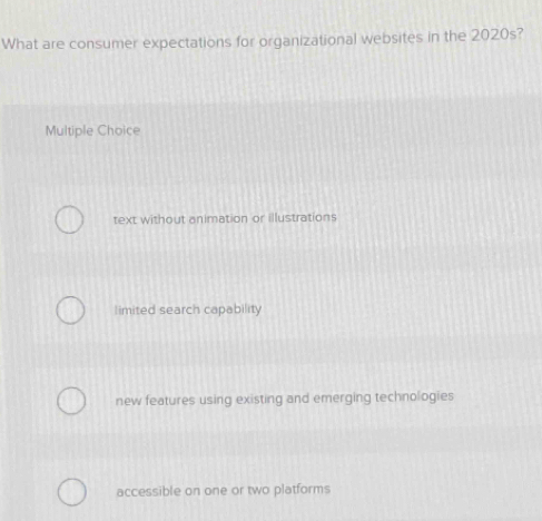 Solved: What are consumer expectations for organizational websites in ...