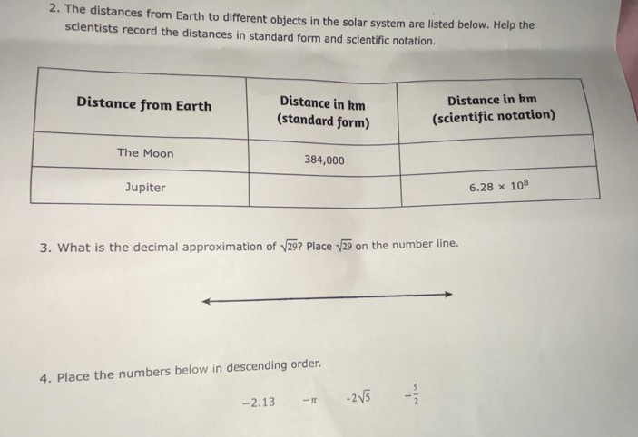 Solved: The distances from Earth to different objects in the solar ...