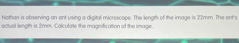 Solved: Nathan is observing an ant using a digital microscope. The ...