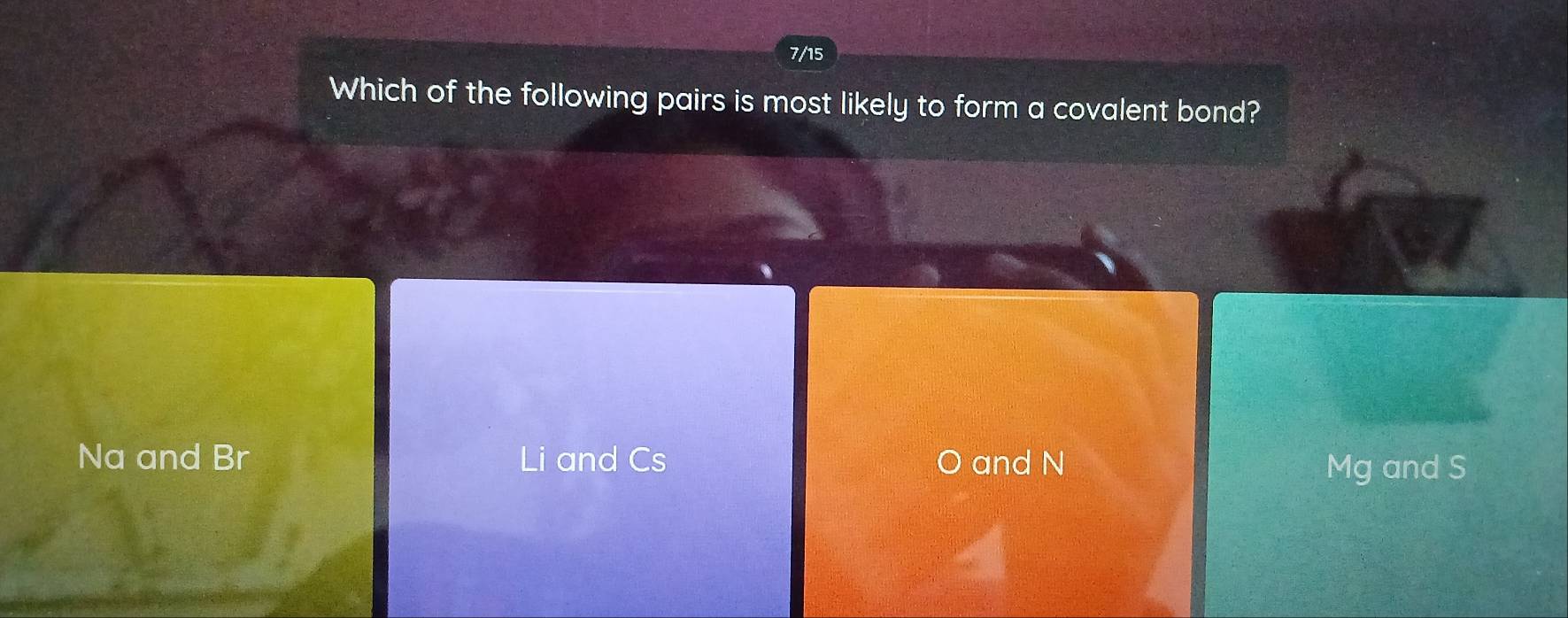Solved: 7/15 Which of the following pairs is most likely to form a ...