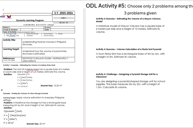 Solved: ODL Activity #5: Choose only 2 problems among th | S.Y. 2025 ...