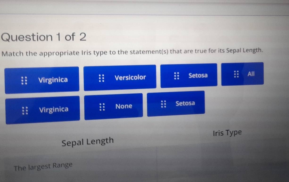 Solved: Match the appropriate Iris type to the statement(s) that are ...