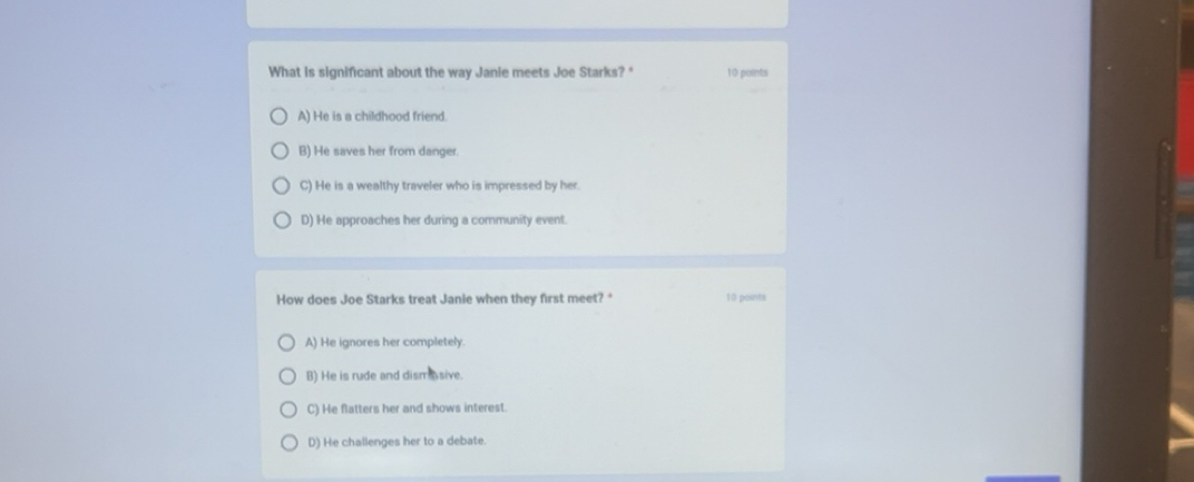 Solved: What is significant about the way Janie meets Joe Starks? " 10 ...
