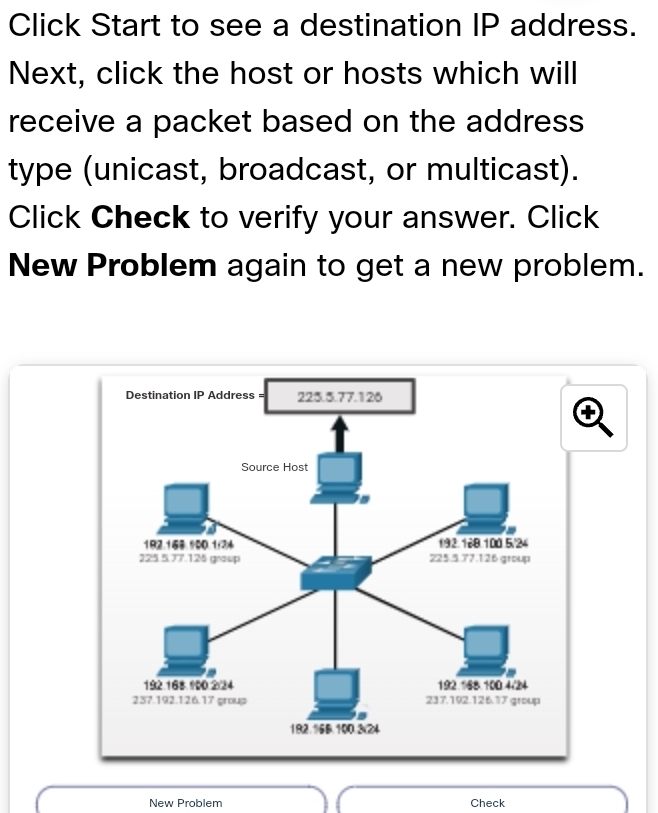 Solved: Click Start to see a destination IP address. Next, click the host or hosts which will re ...