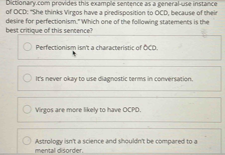 Solved: Dictionary.com provides this example sentence as a general-use ...