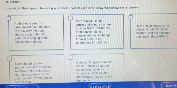 Solved: for children. How should Ruth organize her writing to provide ...