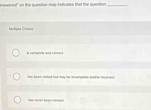 Solved: Answered" on the question map indicates that the question ...