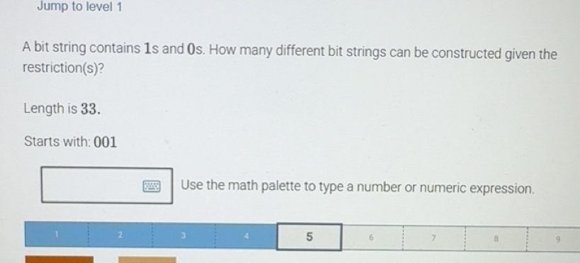 Solved: Jump to level 1 A bit string contains 1s and () s. How many different bit strings can be ...