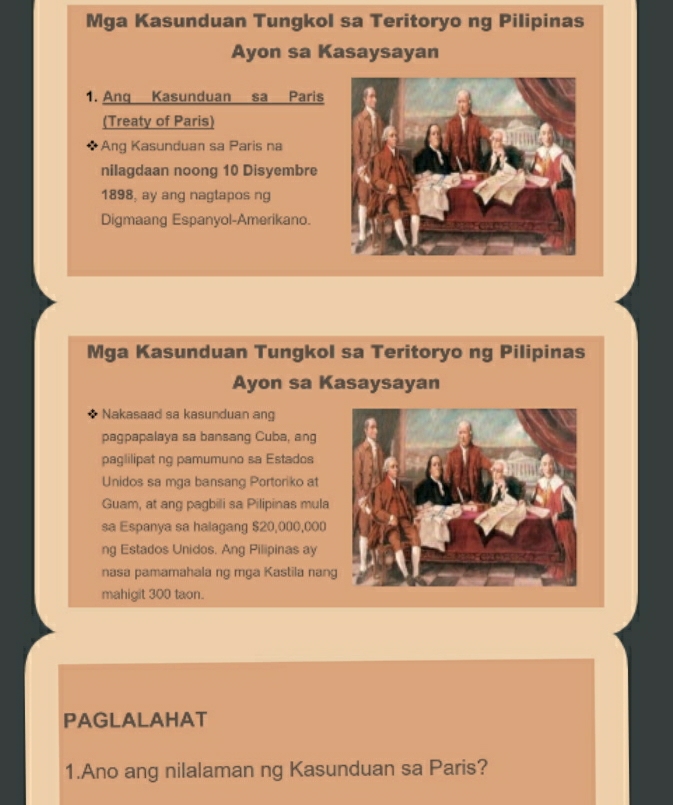 Solved: Mga Kasunduan Tungkol sa Teritoryo ng Pilipinas Ayon sa Kasaysayan 1. Ang Kasunduan sa P ...