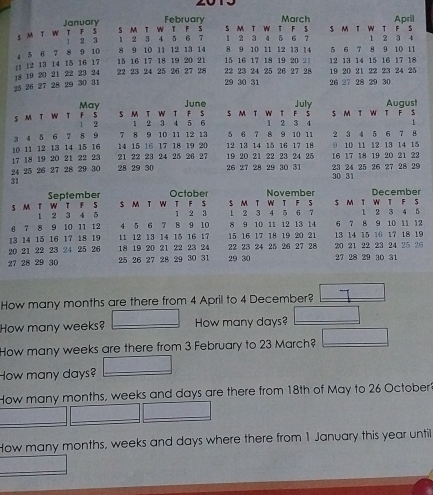 Solved: January February March April 1 2 3 1 2 3 4 5 6 7 S M T W T F S ...