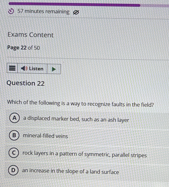 Solved: minutes remaining Exams Content Page 22 of 50 Listen Question ...