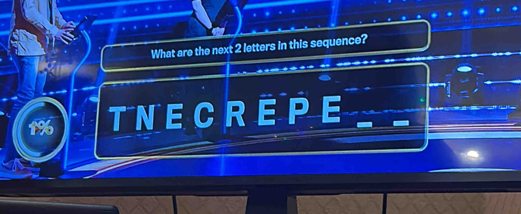 Solved: What are the next 2 letters in this sequence? TNECREPE [Others]