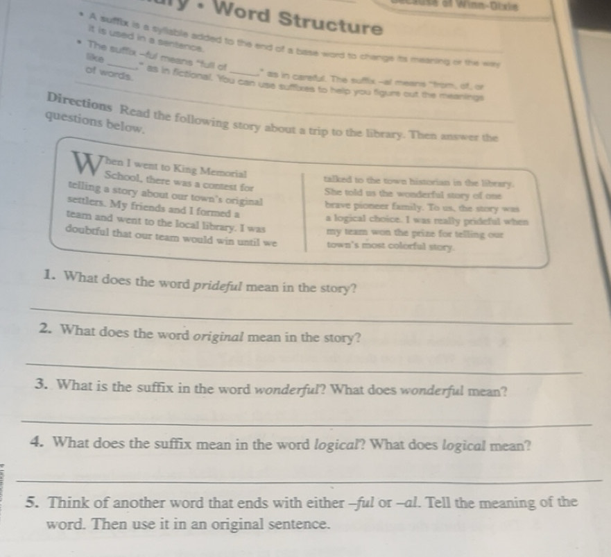 Solved: se af Winn-Diske ury . Word Structure it is used in a sentence ...