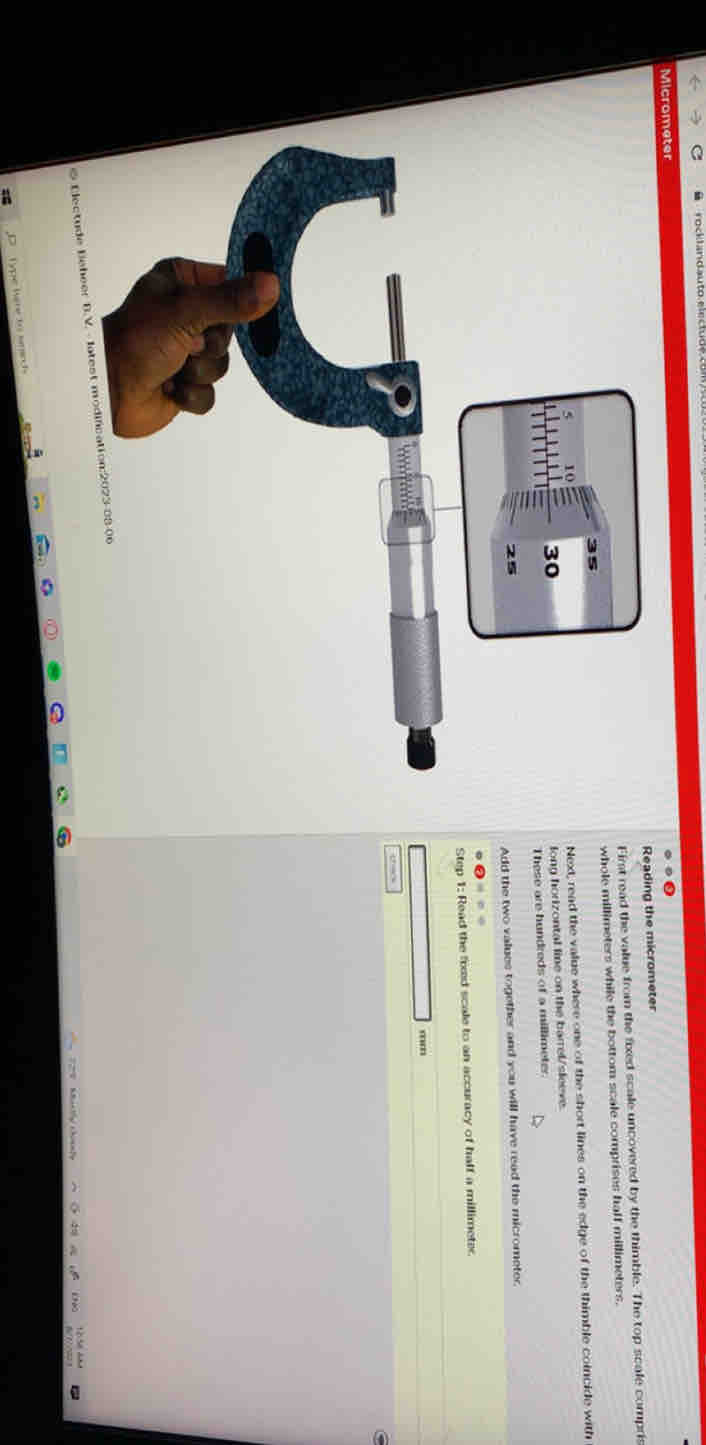 Solved: llcrometer Reading the micrometer First read the value from the ...