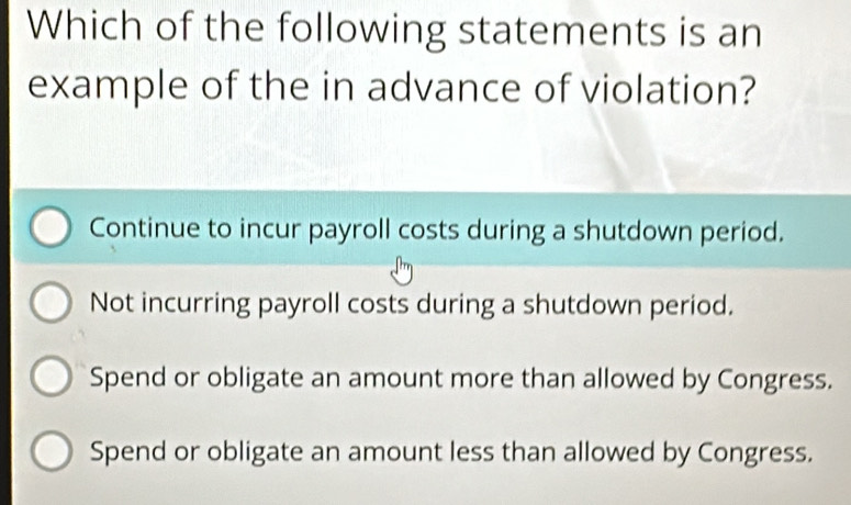 Solved: Which of the following statements is an example of the in ...