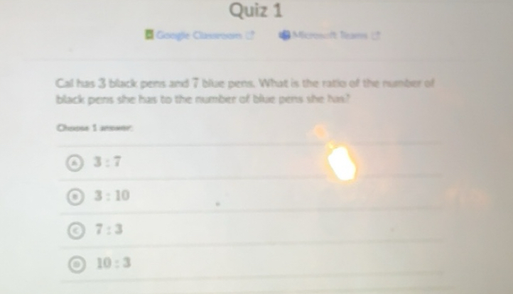 Solved: Google Classroom Micrmeft leams Cal has 3 black pens and 7 blue ...