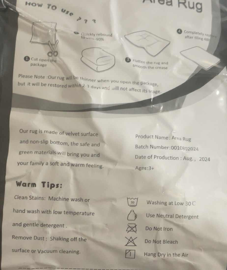 Solved: Area Rug how to use ? ? ? 4. Completely restore Quickly rebound ...