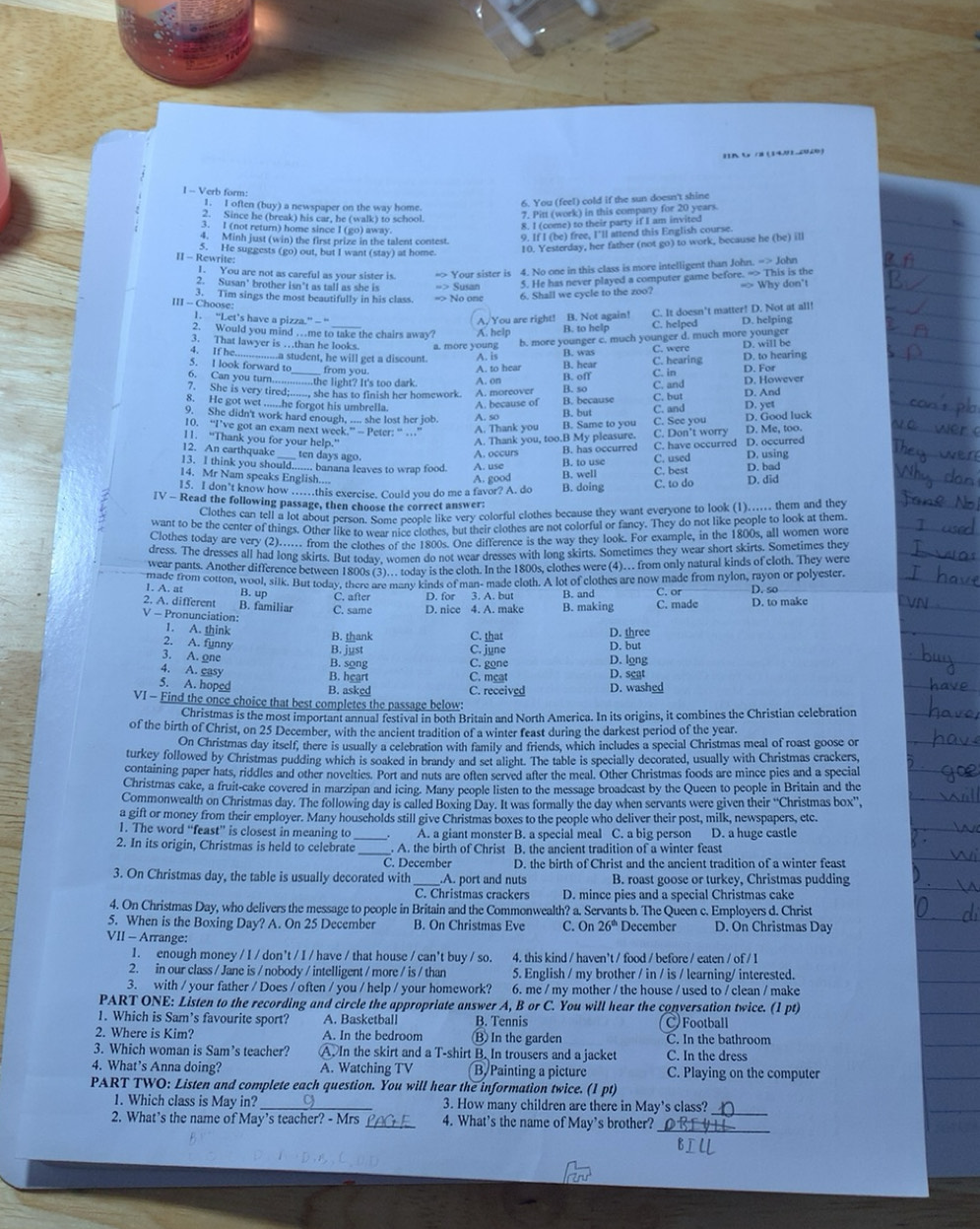 Giải quyết:IN G /8 (14.01-6060) I - Verb form: 1. I often (buy) a ...