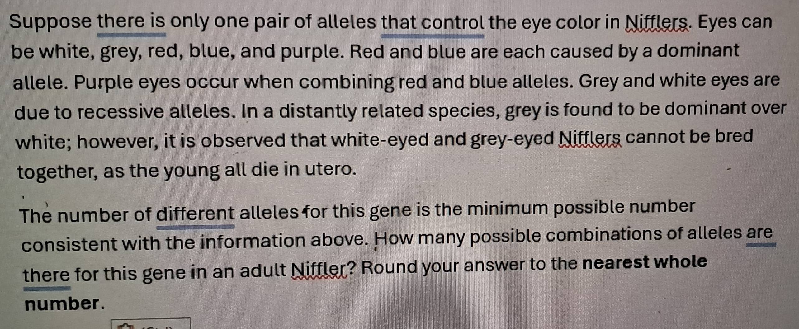 Solved: Suppose there is only one pair of alleles that control the eye ...