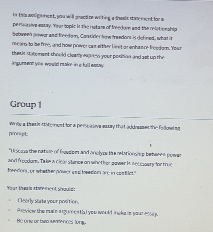 Solved: In this assignment, you will practice writing a thesis ...