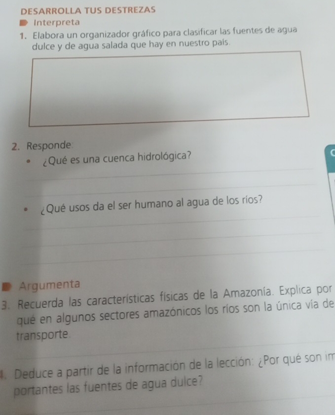 Resuelto:DESARROLLA TUS DESTREZAS Interpreta 1. Elabora un organizador ...