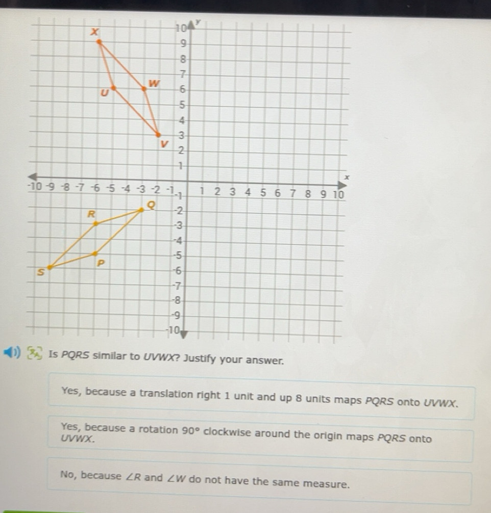 Solved: Yes, because a translation right 1 unit and up 8 units maps ...