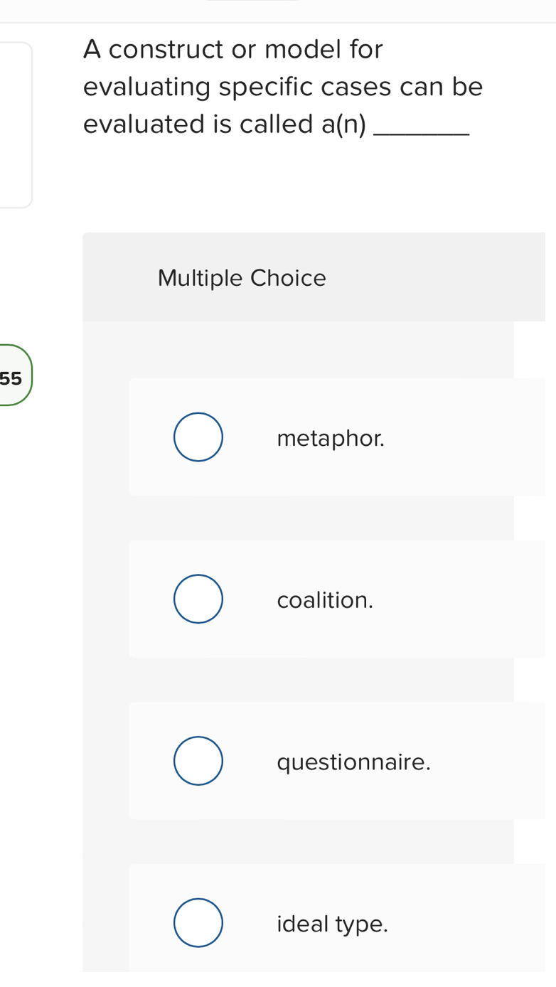 Solved: A construct or model for evaluating specific cases can be ...