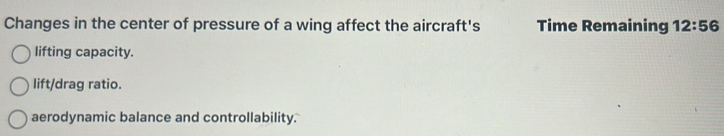 Solved: Changes in the center of pressure of a wing affect the aircraft ...