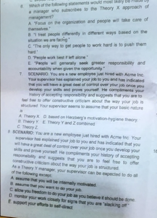 Solved: Which of the following statements would most likely be made by ...