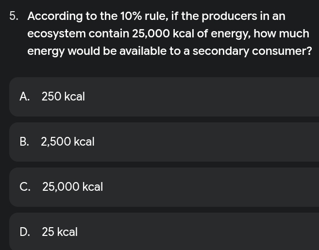 Solved: According to the 10% rule, if the producers in an ecosystem ...
